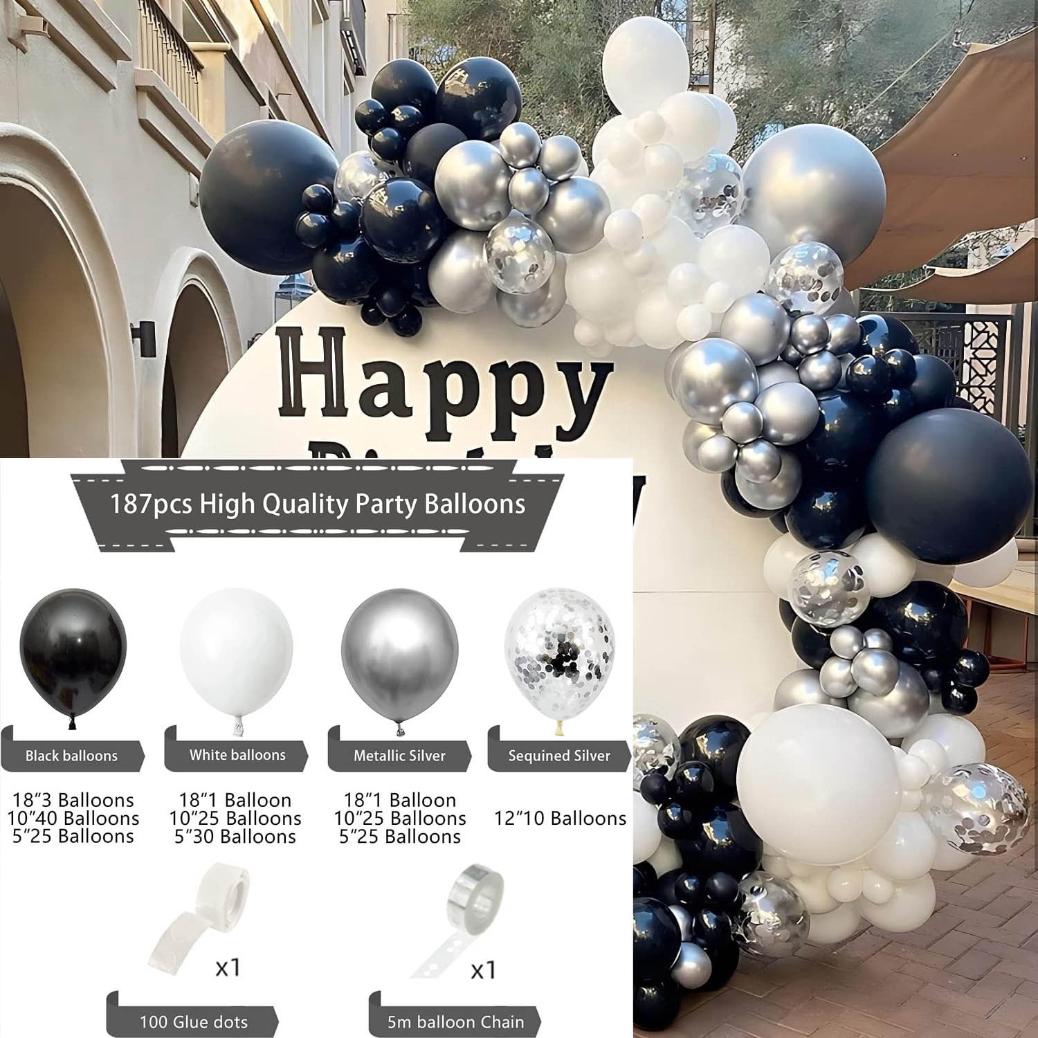 Birthday Balloon Chain Garland Set Anniversary Anniversary Party Layout ...