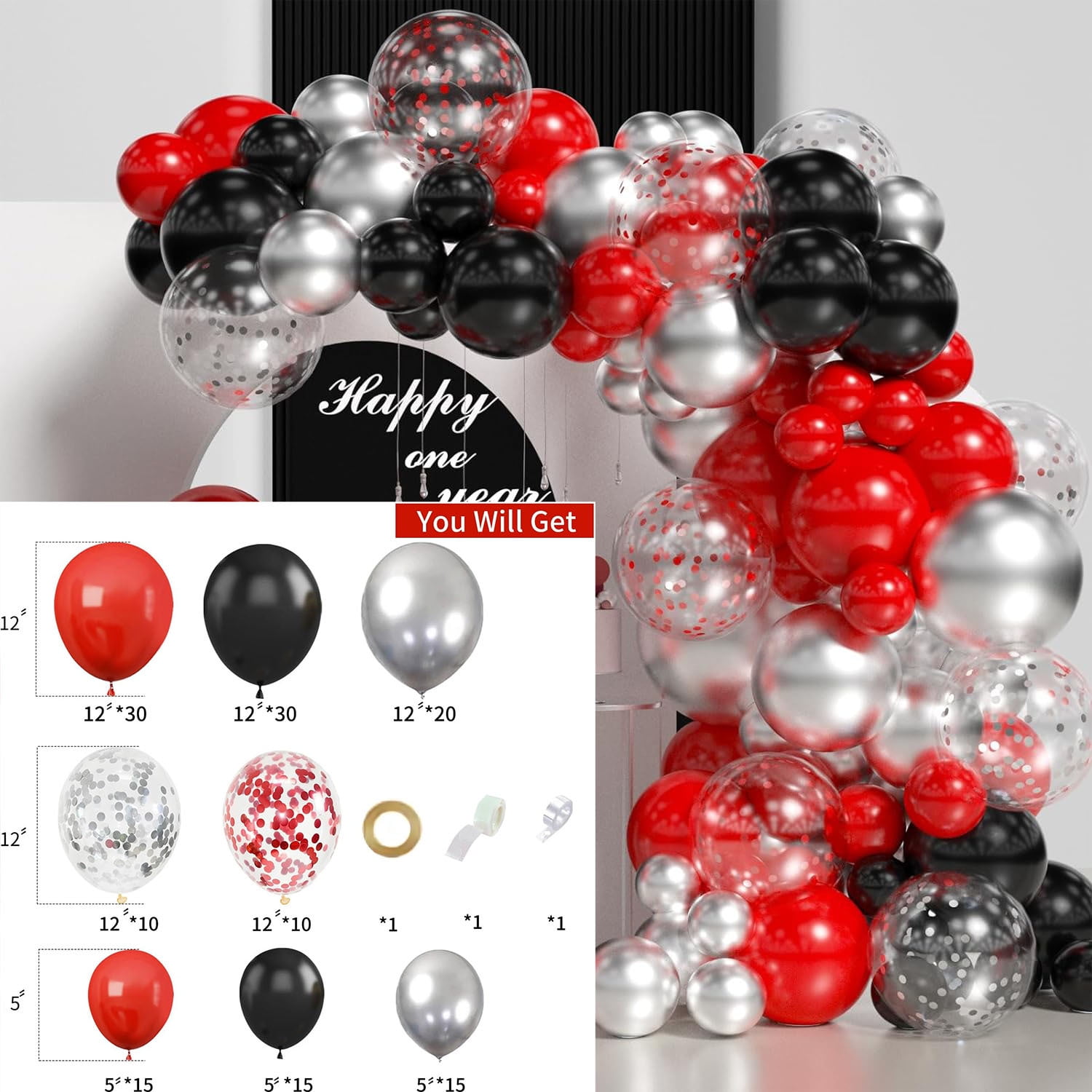Birthday Balloon Chain Garland Set Anniversary Anniversary Party Layout ...