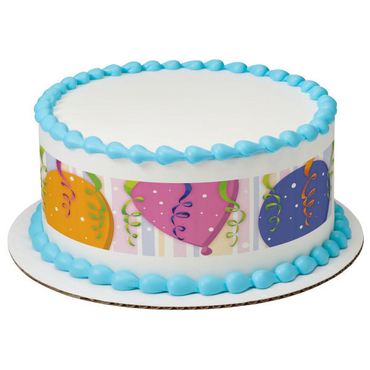 Birthday Balloons 3 Strips Edible Frosting Photo Cake Border Decoration ...