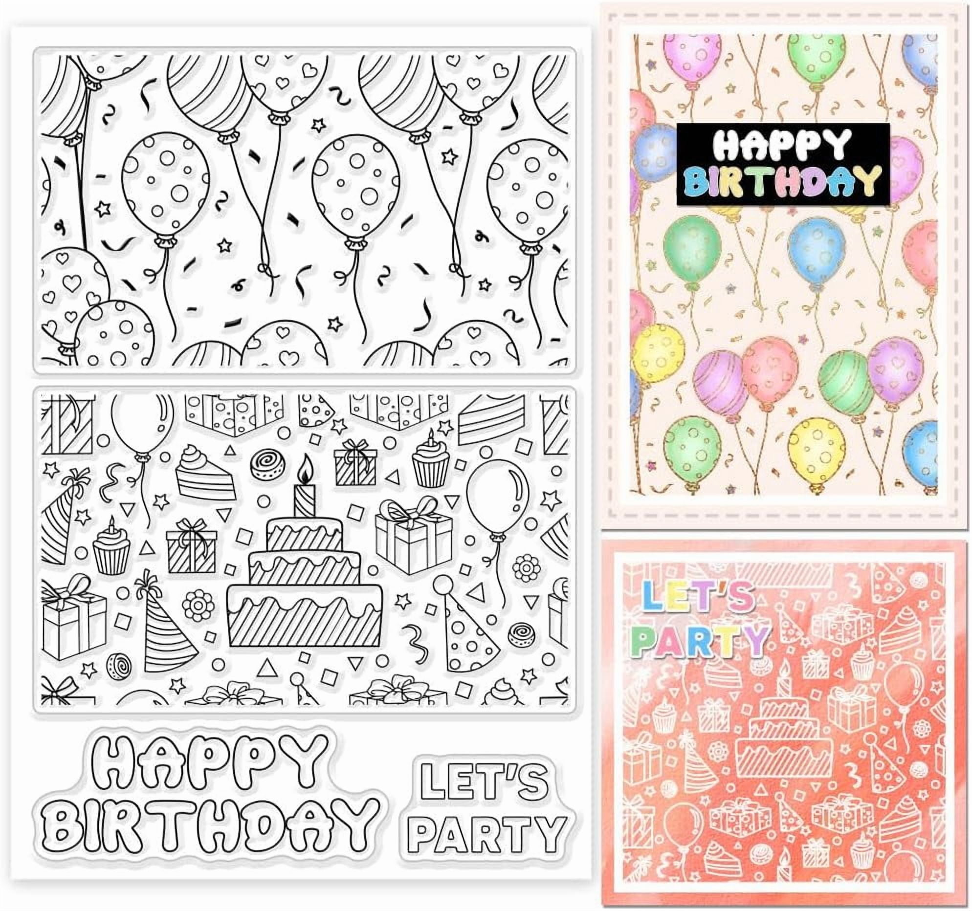 Birthday Balloons Cake Clear Stamps DIY for DIY Scrapbooking Birthday Background Silicone Stamp ...