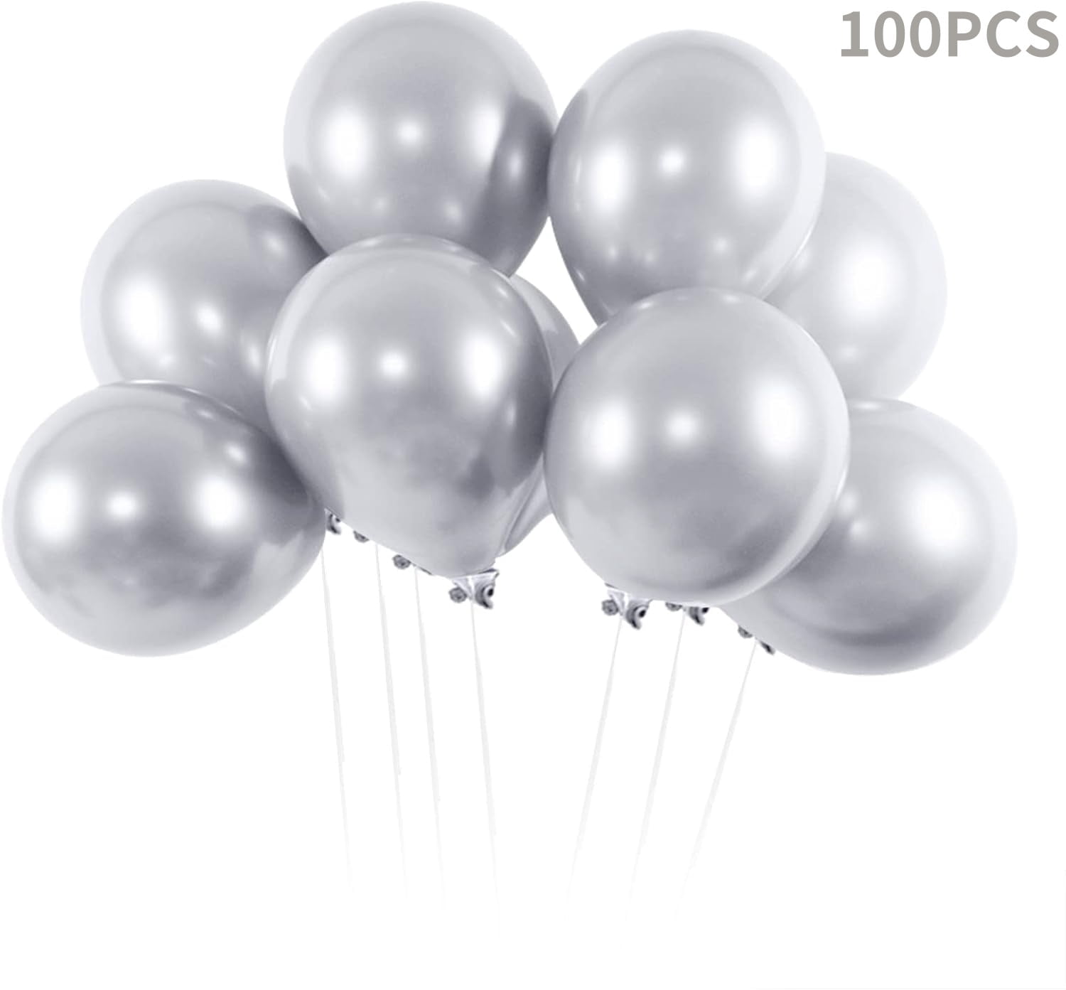 Egsiaanu 100PCS Birthday Balloons, Silver Balloon for Wedding Baby ...