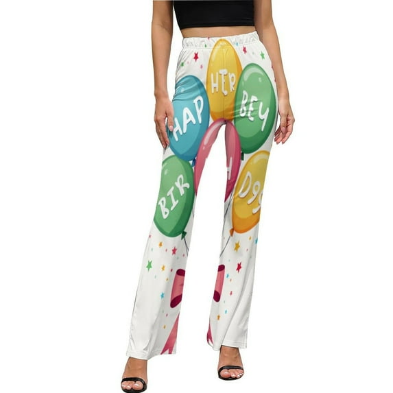 Birthday Balloons with Beautiful Bow High Waisted Casual Flared ...