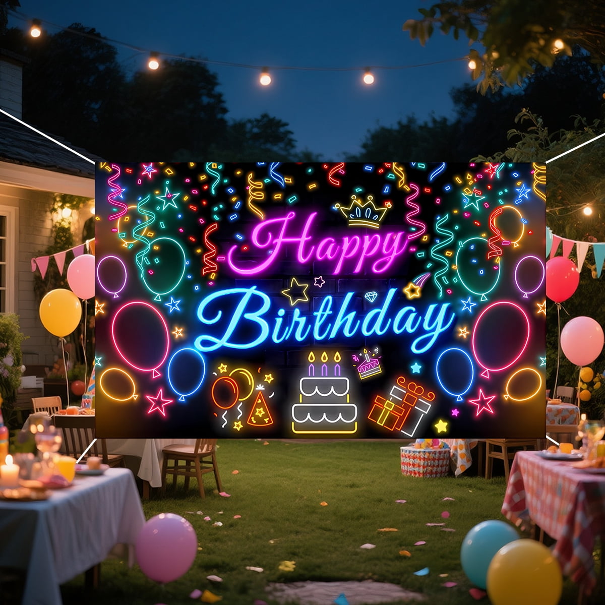 Birthday Banner Happy Birthday Party Supplies for Women Men Giant ...