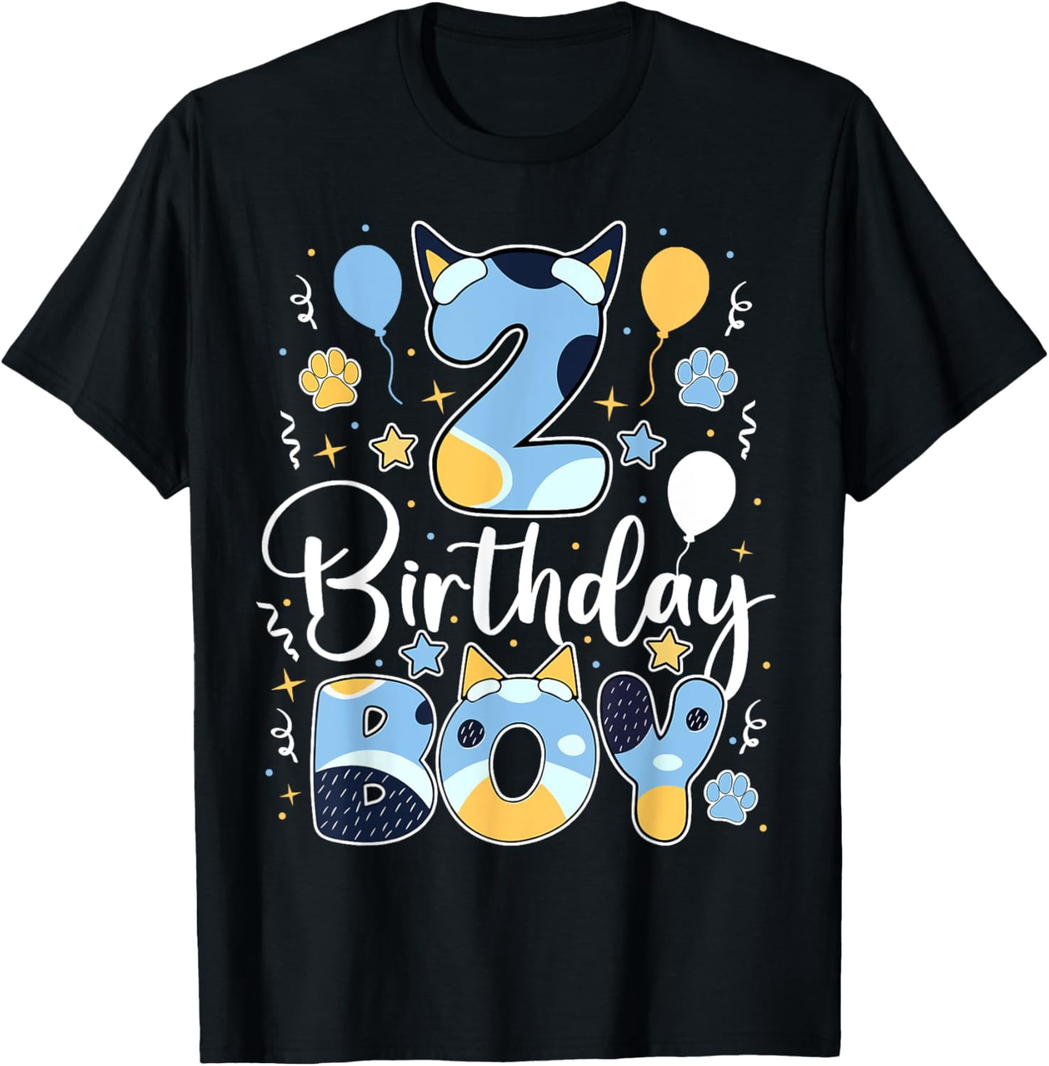 Birthday Boy 2 Present Blue Dog Lovers 2nd Birthday Toddlers T-Shirt ...