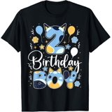 Birthday Boy 2 Present Blue Dog Lovers 2nd Birthday Toddlers T-Shirt ...