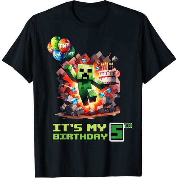 Birthday Boy 5Th Birthday I'M 5 Year Old Gamer Number Vintage T-Shirt ...
