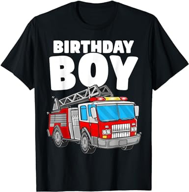 Birthday Boy Fire Truck Firefighter Fireman Birthday Crew T-Shirt ...