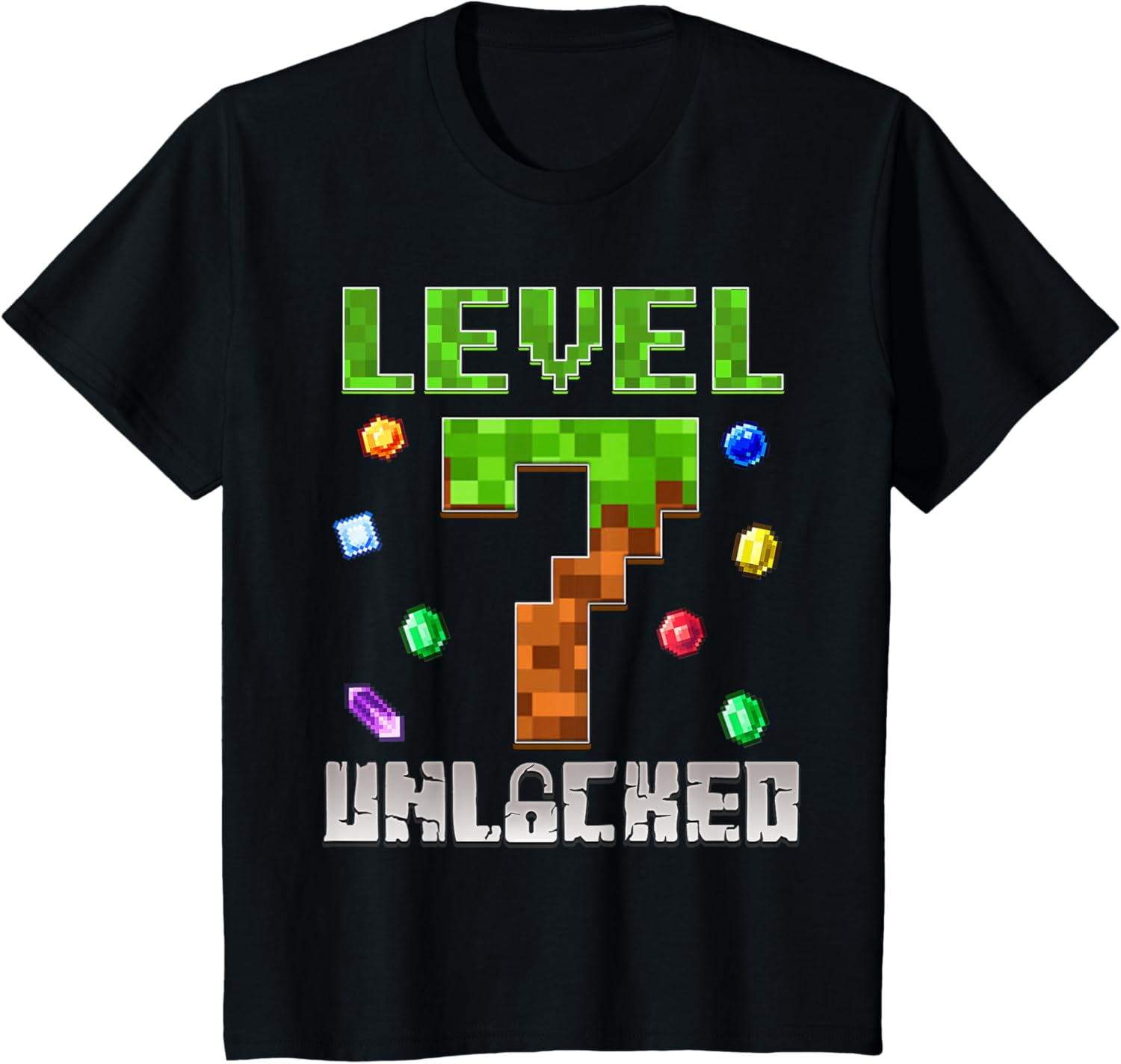 Birthday Boy Level 7 Unlocked 7th Birthday Game Pixel T-Shirt - Walmart.com
