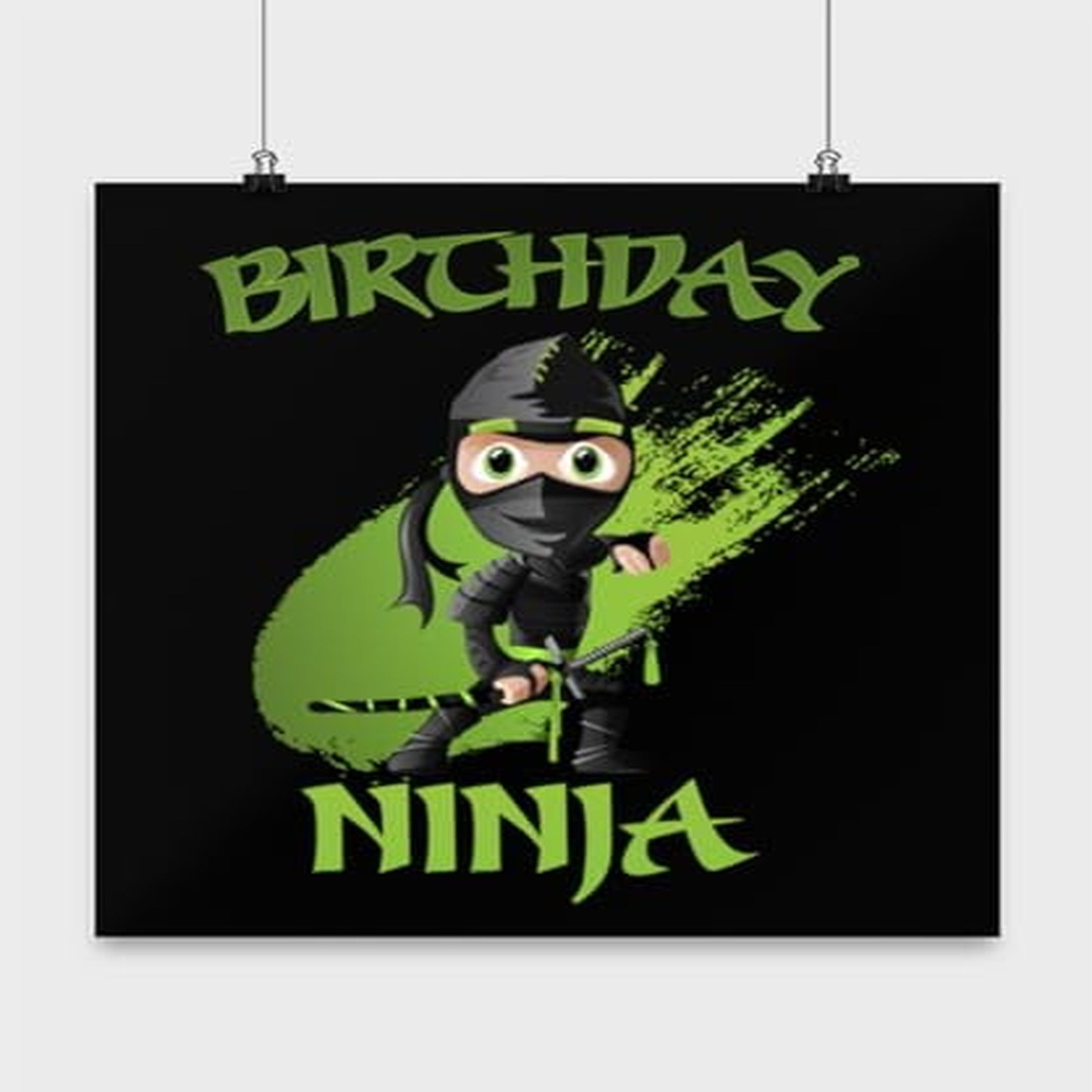 Birthday Ninja Poster 13x13in - Fun Wall Art for Boys' Celebrations ...