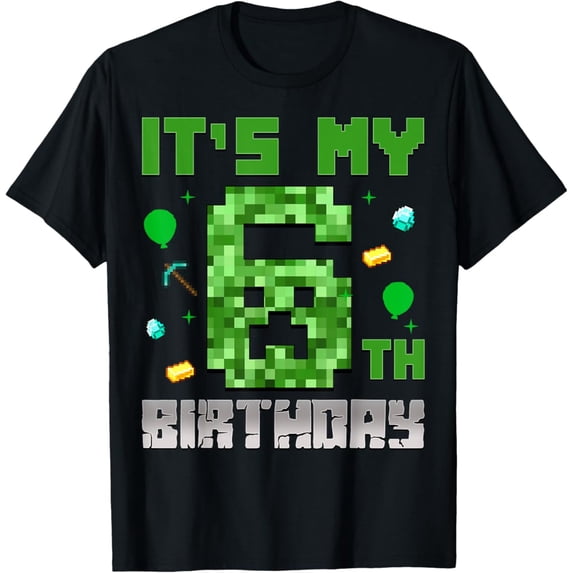 Birthday Boy Shirt It's My 6th Birthday Video Game Pixel T-Shirt ...