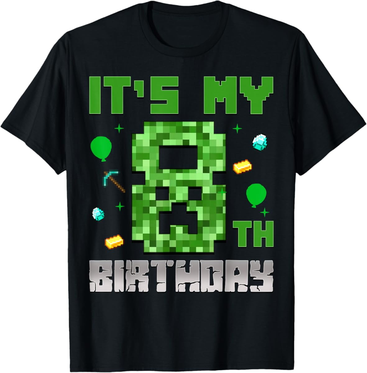 Birthday Boy Shirt It's My 8th Birthday Video Game Pixel T-Shirt ...