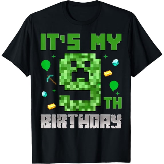 Birthday Boy Shirt It's My 9th Birthday Video Game Pixel T-Shirt ...