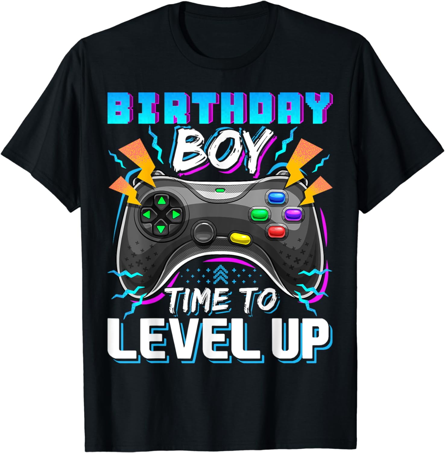Birthday Boy Time to Level Up Video Game Birthday Gamer T-Shirt ...