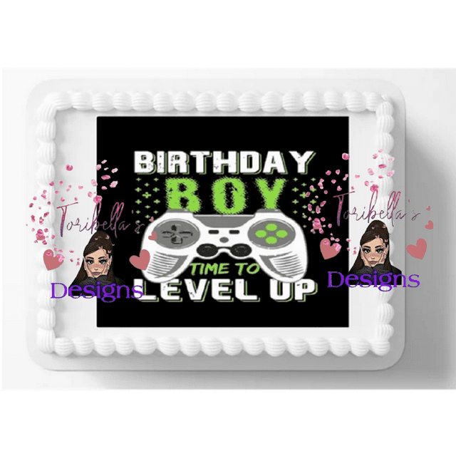 Walmart Birthday Boy Video Game Level Up Edible Cake Topper, 10" by 8 ...