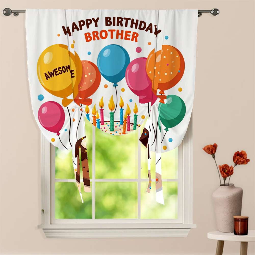 Birthday Cake And Balloons For Brother Window Curtain for Living Room ...