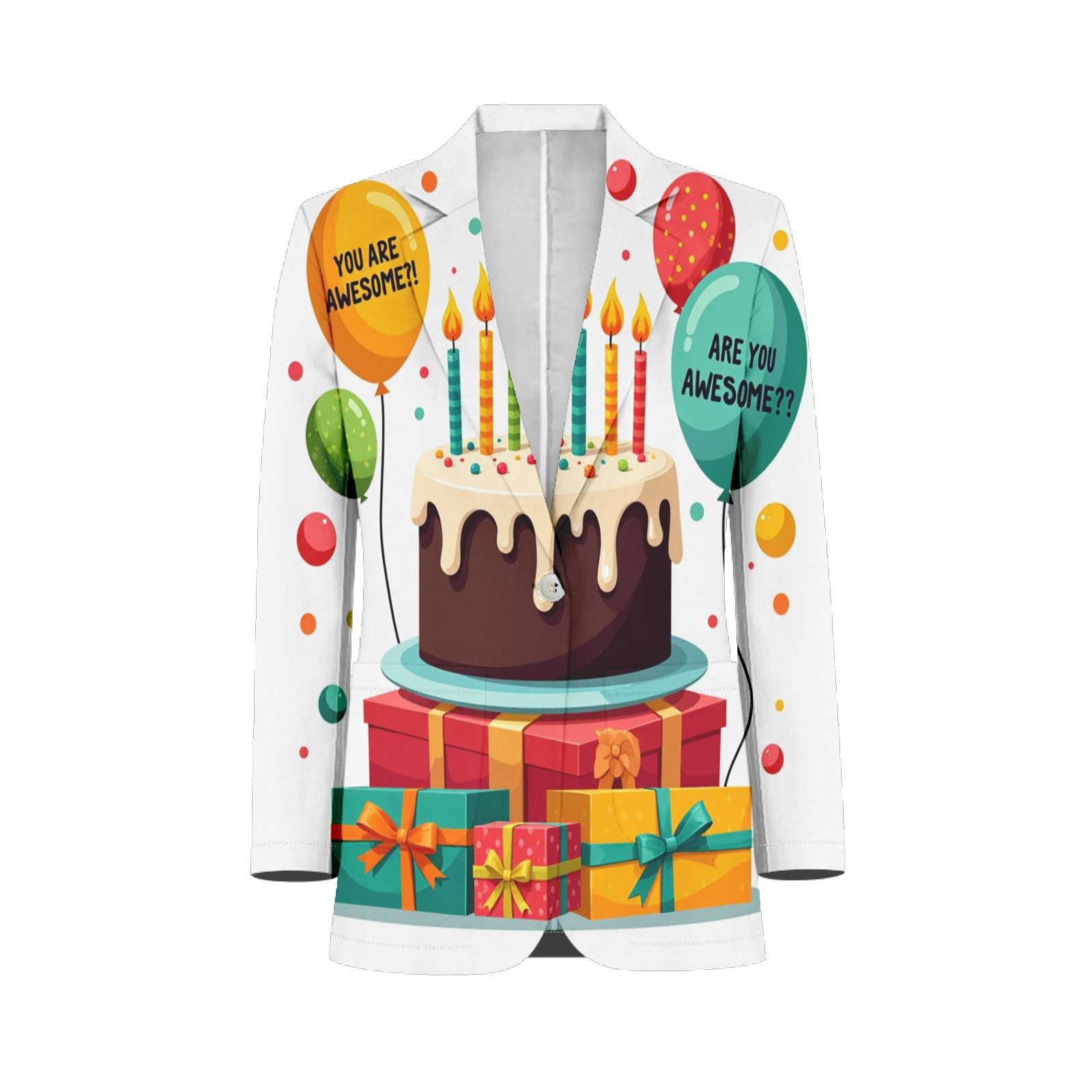 Birthday Cake And Presents Galore Men's Suit Blazer Casual Party Wear ...