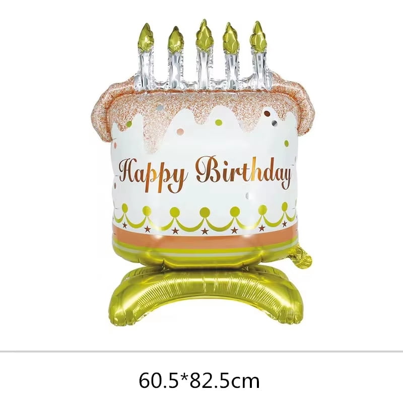 Birthday Cake Balloon with Base Standing Foil Balloon Cute Cake Balloon ...