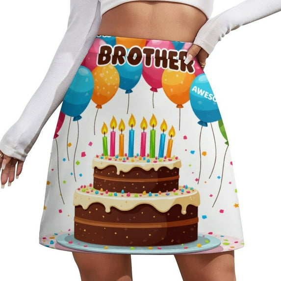 Birthday Cake Balloons And Message Women's High Waist Skirt Stretchy ...