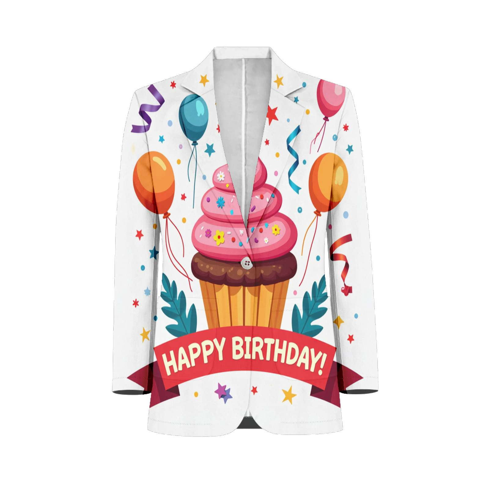 Birthday Cake Balloons Ribbon Confetti Mens Suits Shawl Collar Slim Fit ...