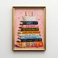 Birthday Cake Books Painterly Book Lover Reading Nook Birthday Poster ...