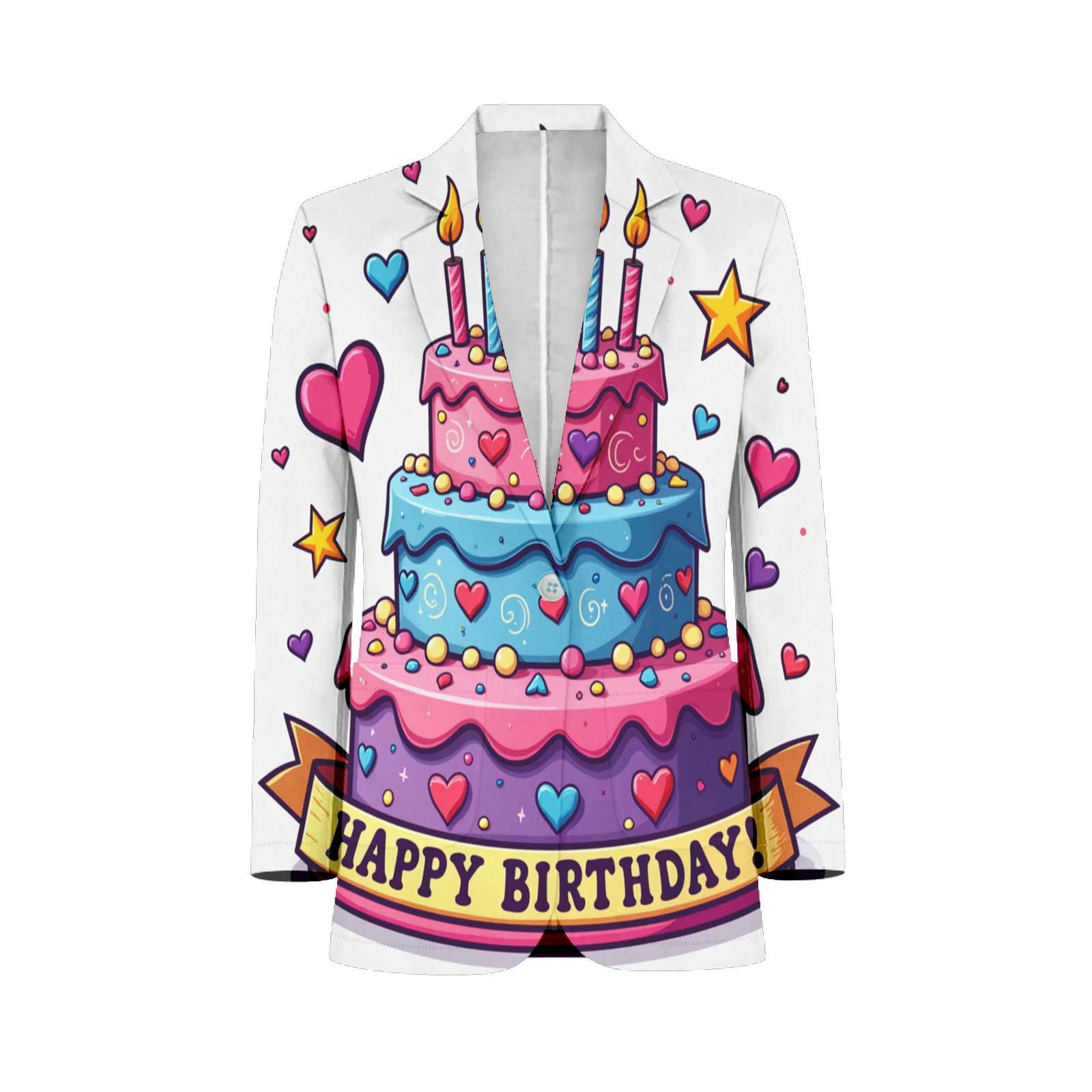 Birthday Cake Celebration Joyful Hearts Mens Suits Shawl Collar Slim ...