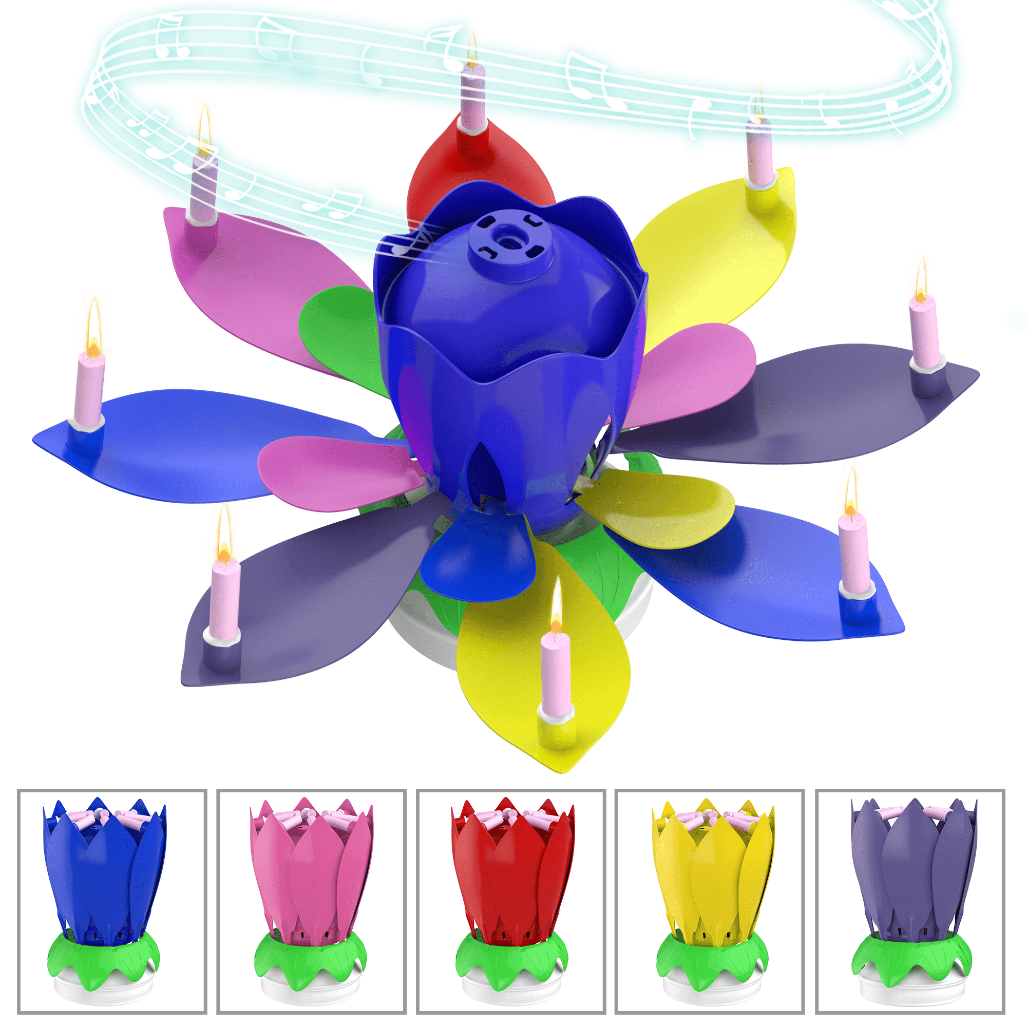 Nylea Birthday Cake Flower Candle, Lotus Rotating Design, Sparkling ...