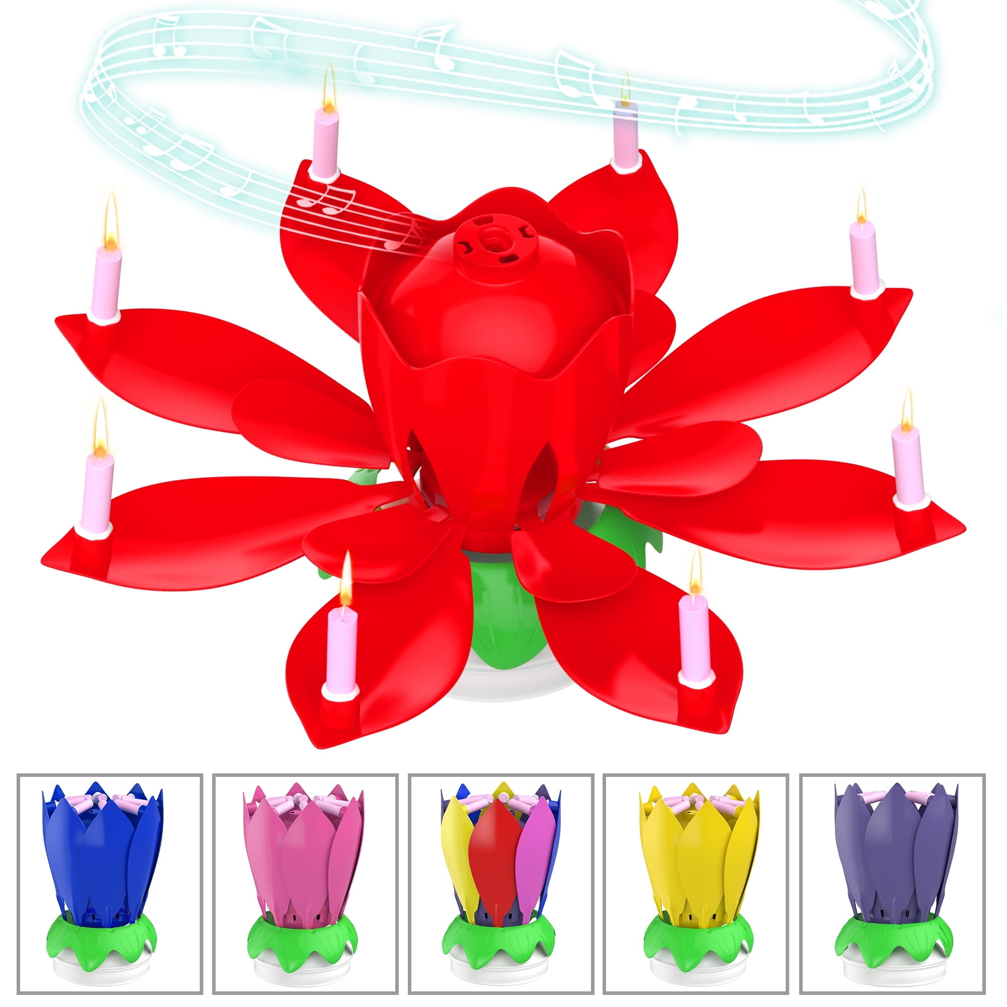 Cool Spinning Open Birthday Cake Flower Candles with Happy Birthday ...