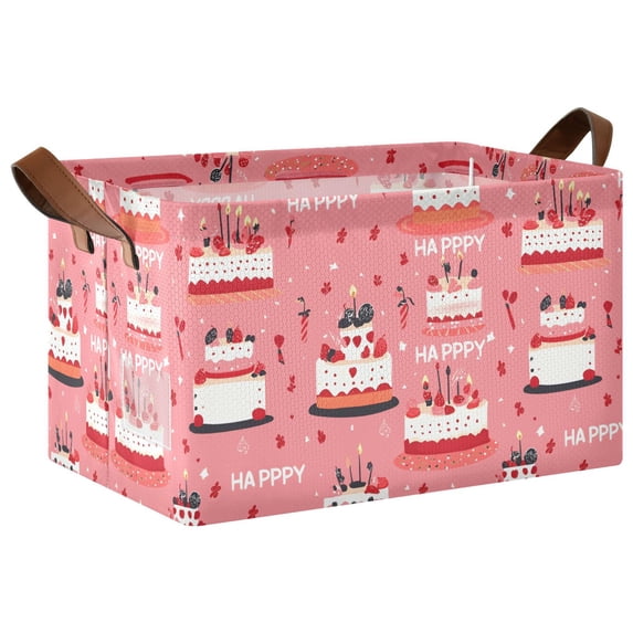 Birthday Cake Pattern Collapsible Storage Bin Open Home Shelf Basket ...