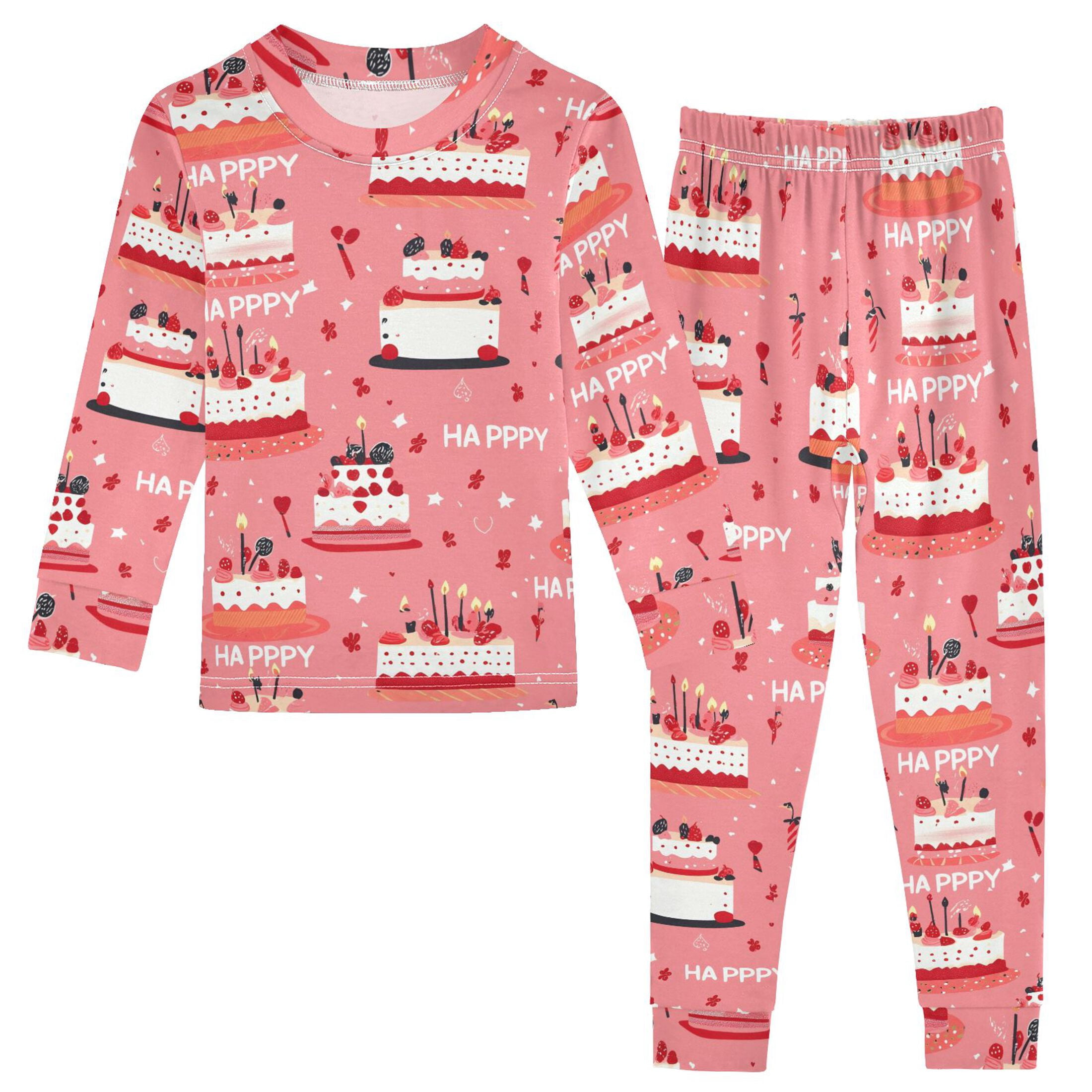 Birthday Cake Pattern Cotton Pajamas 2 Piece Set Sleepwear Soft and ...