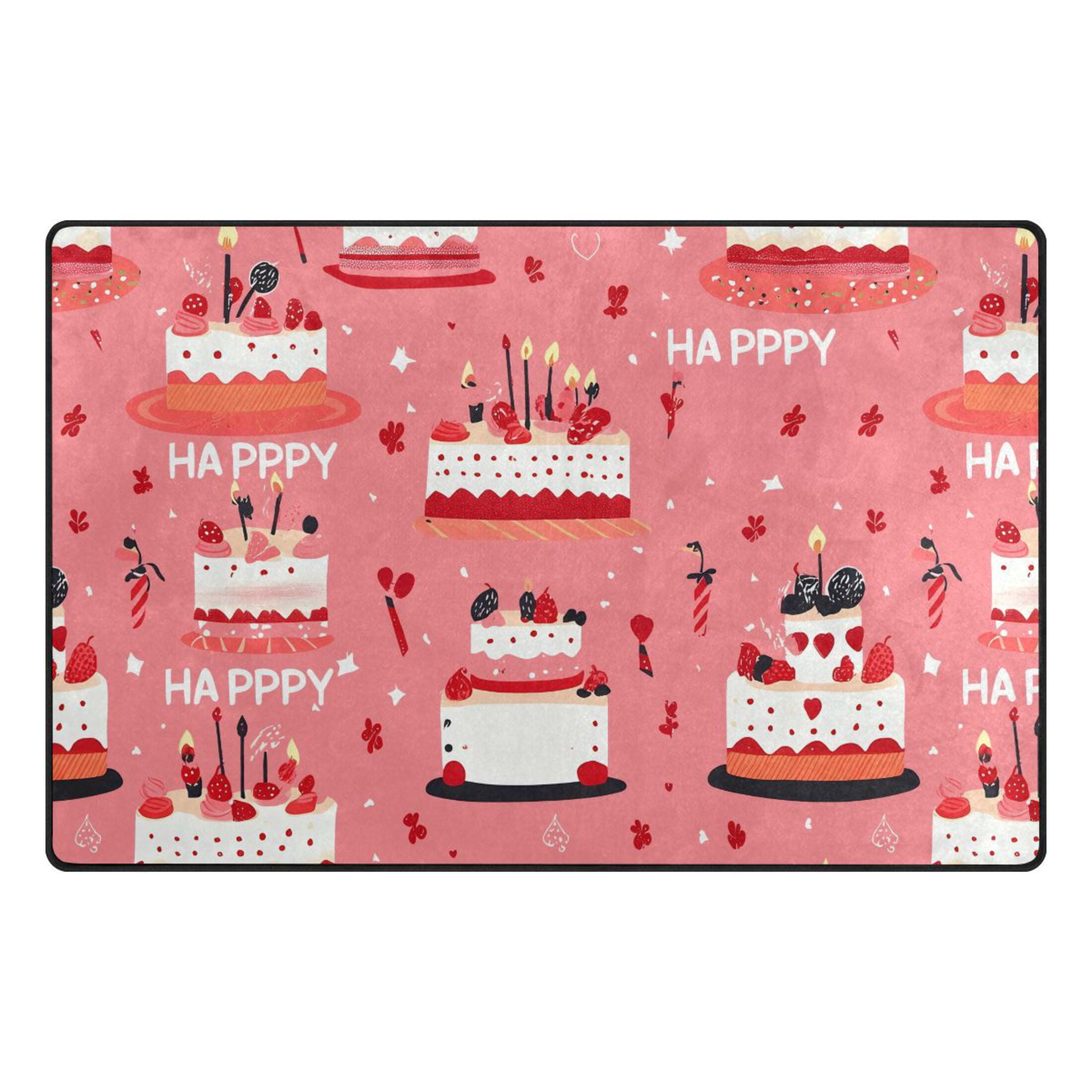 Birthday Cake Pattern Memory Foam Area Rug 60"x39" Non Slip, Absorbent ...