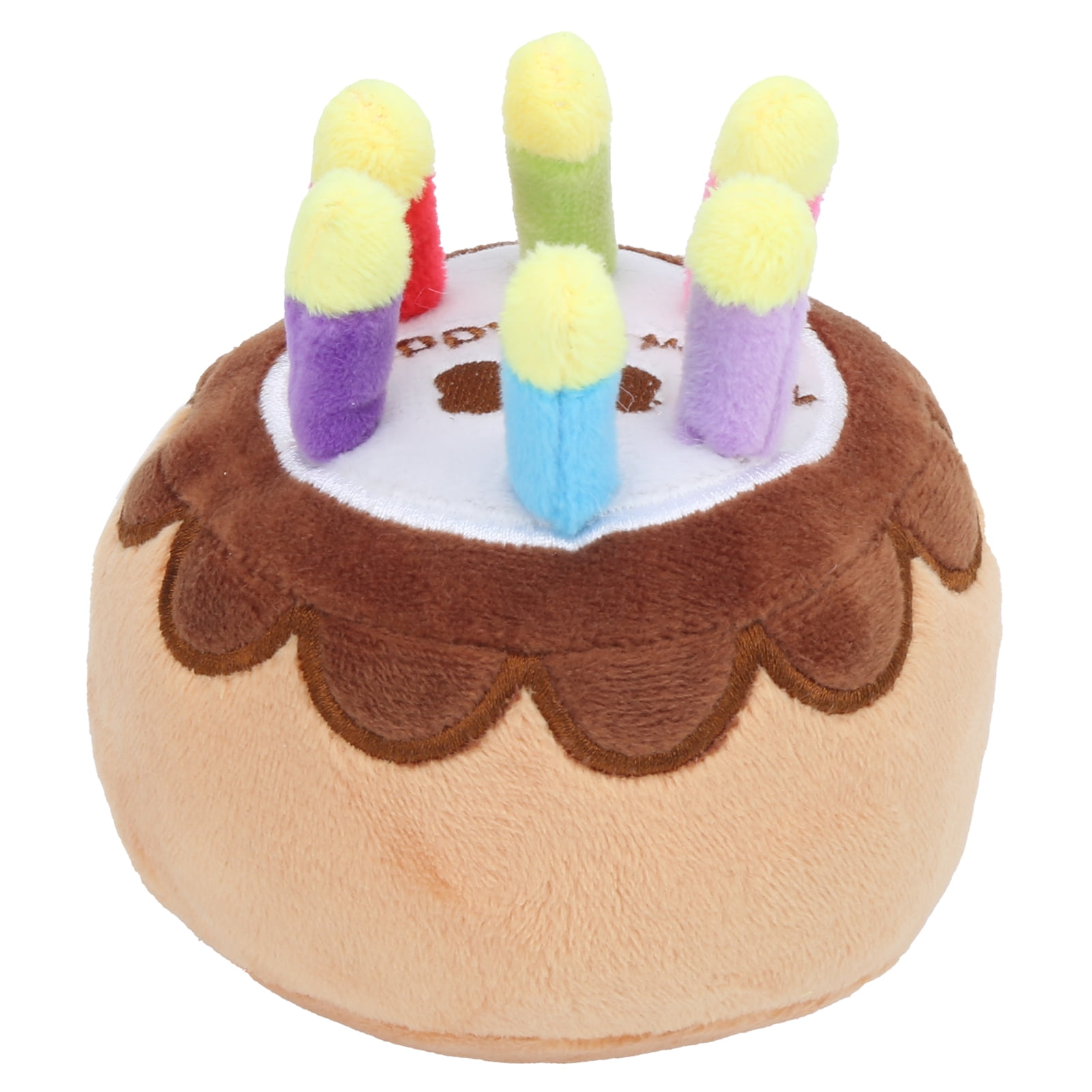 Birthday Cake Plush Dog Toy with Squeaker and Chewable Candle - Fun Toy ...