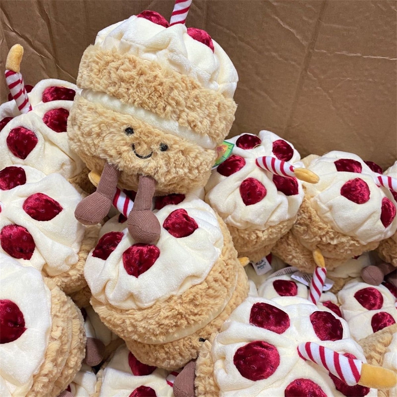 Birthday Cake Plush Pillow - Soft and Funny Food Plushie Toy with Cute ...