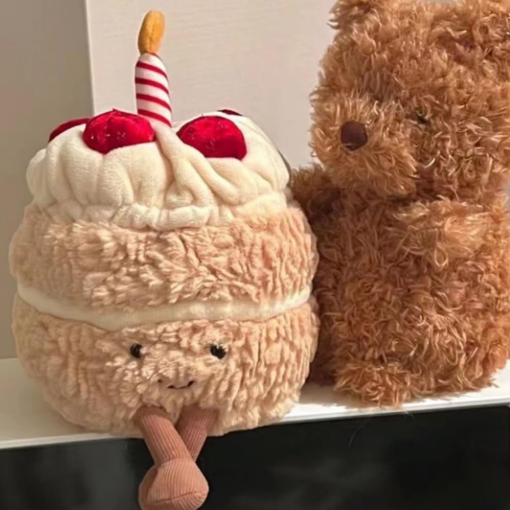 Birthday Cake Plush Toy ，Cute Smile Cake Pillow Stuffed Animals Funny ...