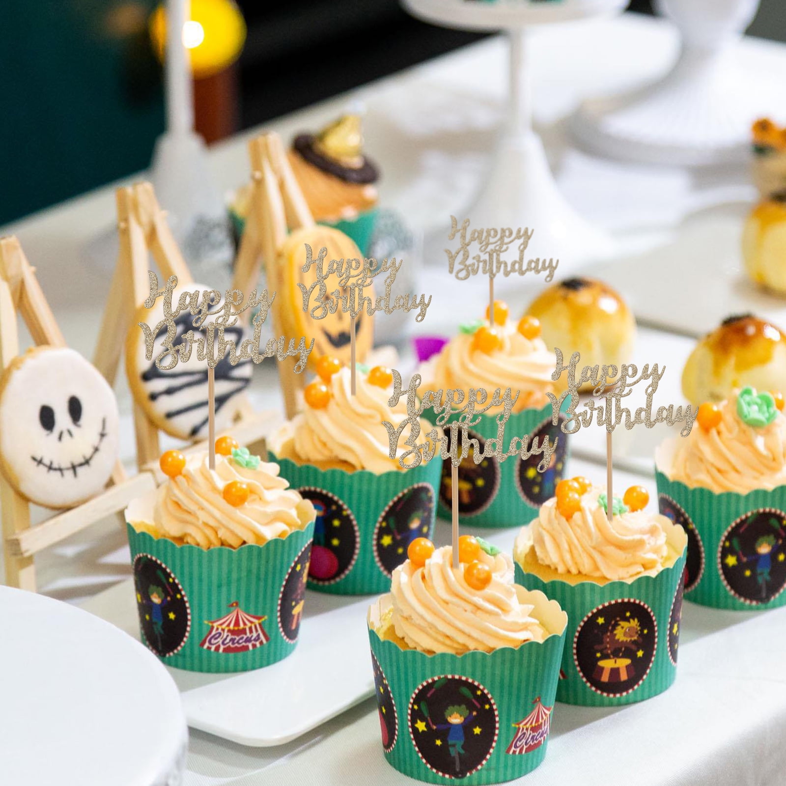 Birthday Cake Topper Cupcake Happy Picks Glitter Party Toppers ...