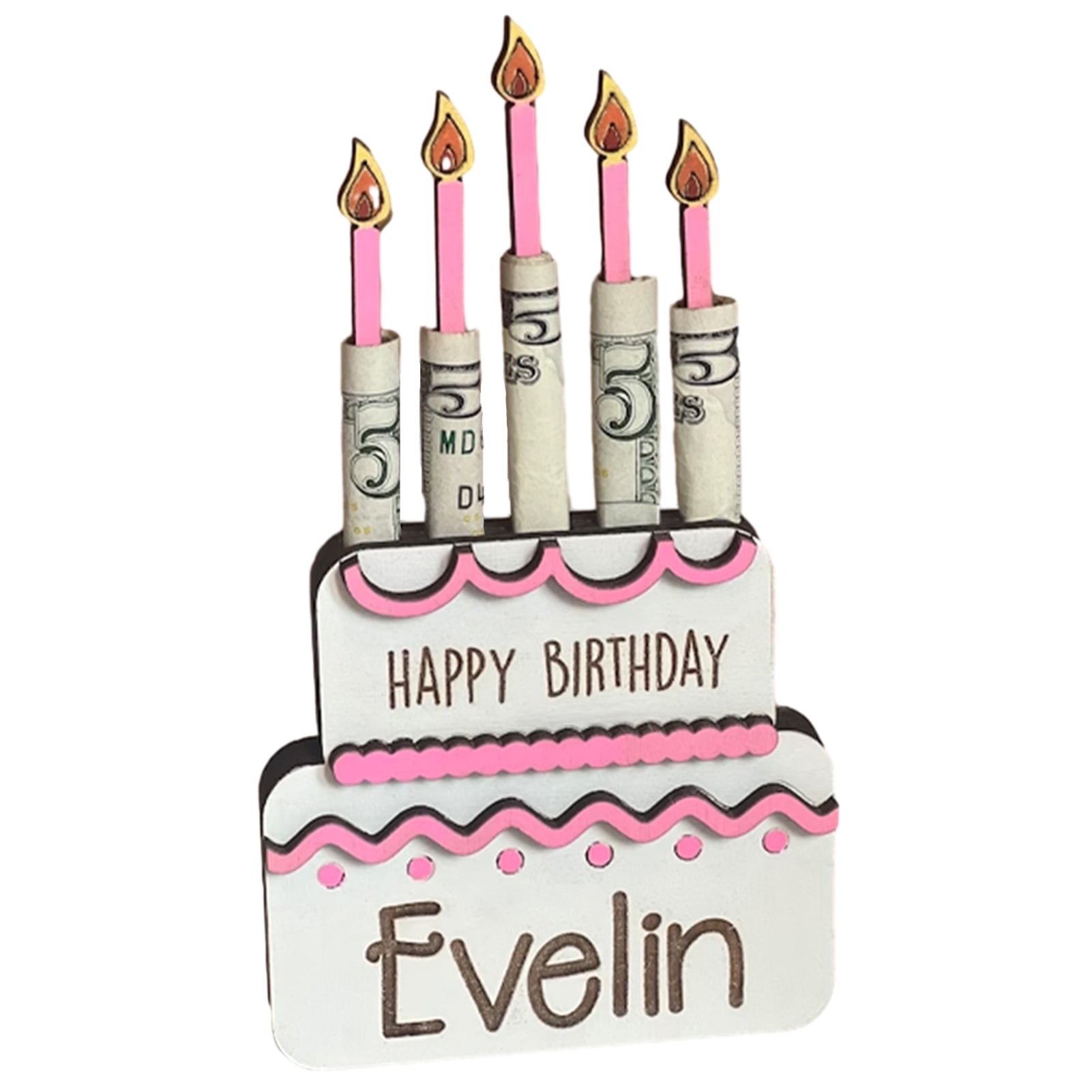 Birthday Cake Topper Money Theme Candle Shape Best Wishes Letter Curved ...