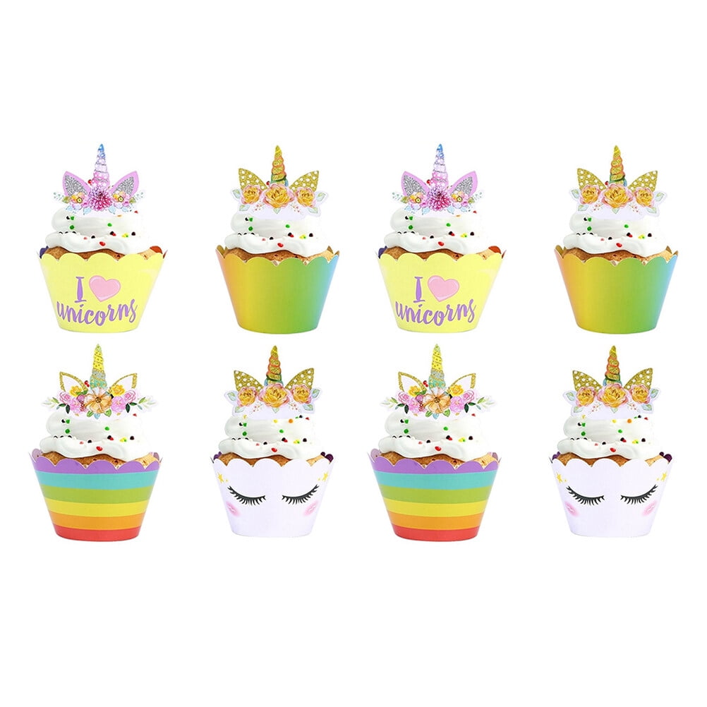 Birthday Cake Topper Toppers for Cakes Cupcake 24 Sets Wrapping Paper ...