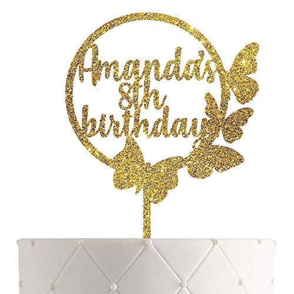 Birthday Cake Topper With Name Date (Design 01, Glitter) - Walmart.com
