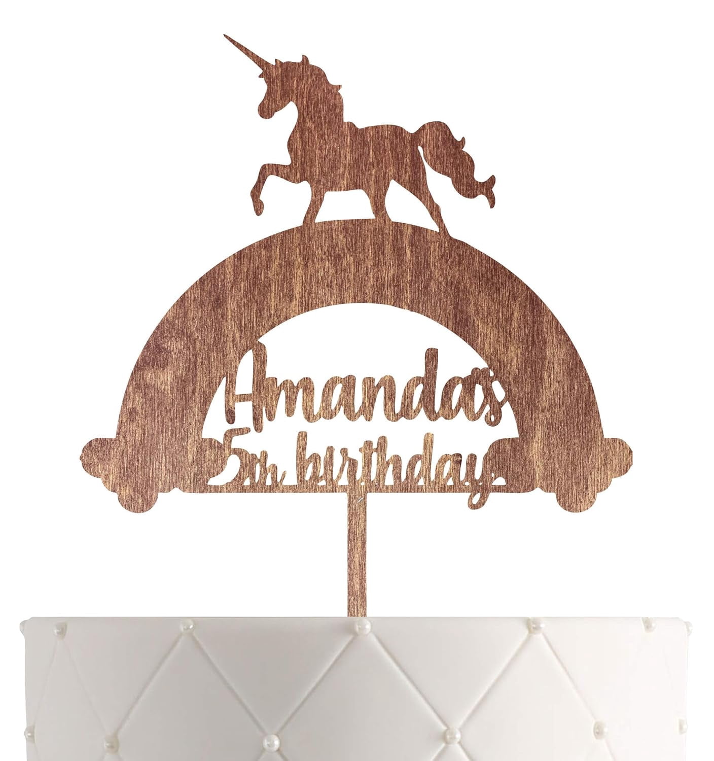 Birthday Cake Topper With Name Date (Design 06, Walnut) - Walmart.com