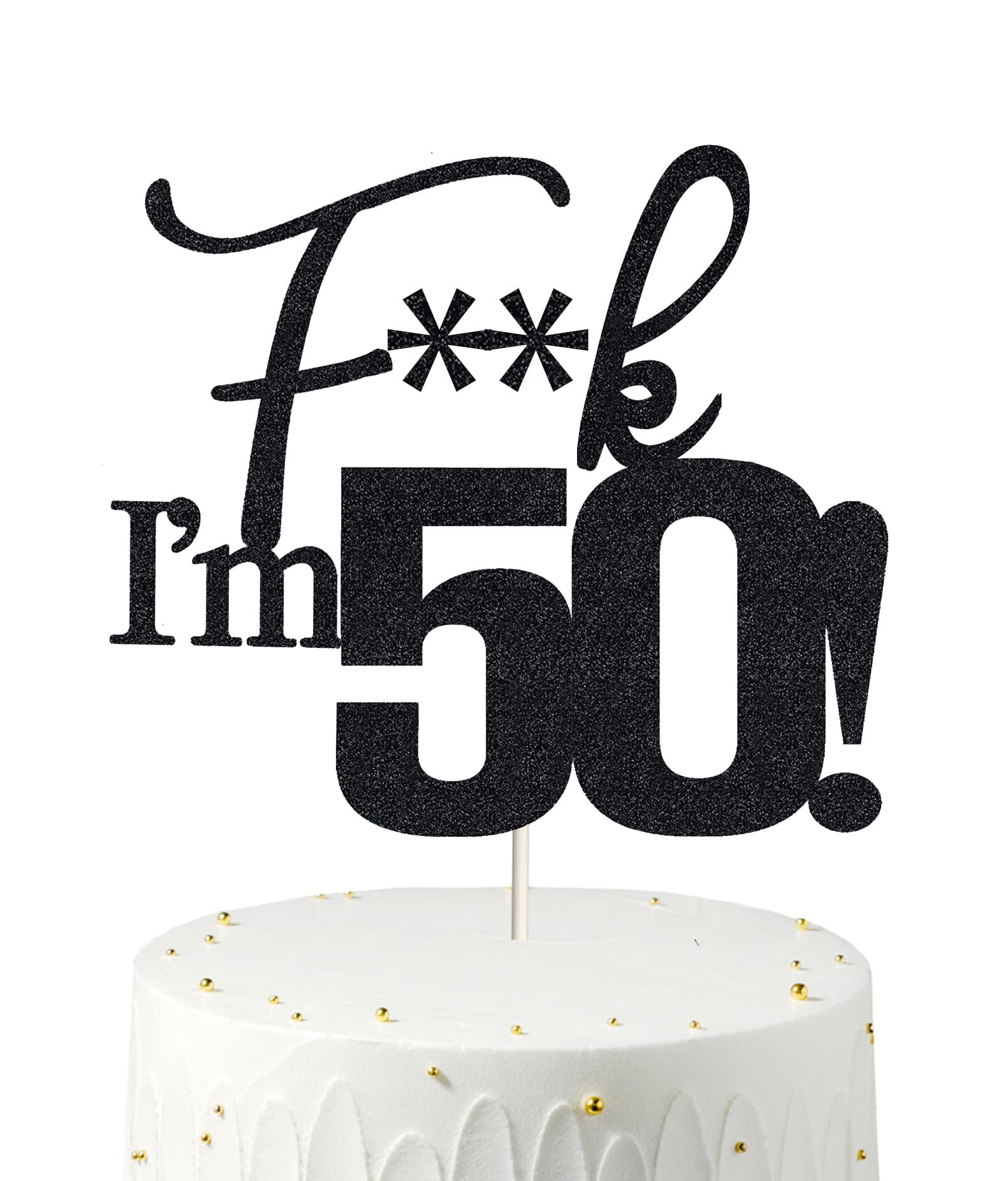 Birthday Cake Toppers-Black Glitter, Fifty Cake Topper, 50 cake topper ...