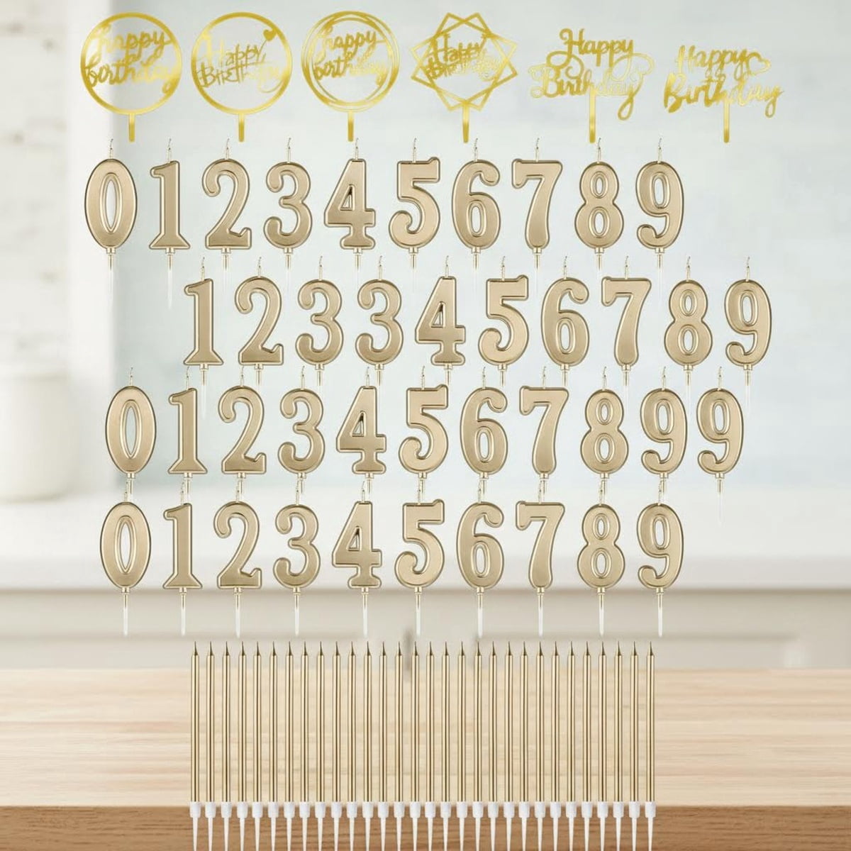 Birthday Cake Toppers Decorations Long Thin Metallic Candles Bulk ...