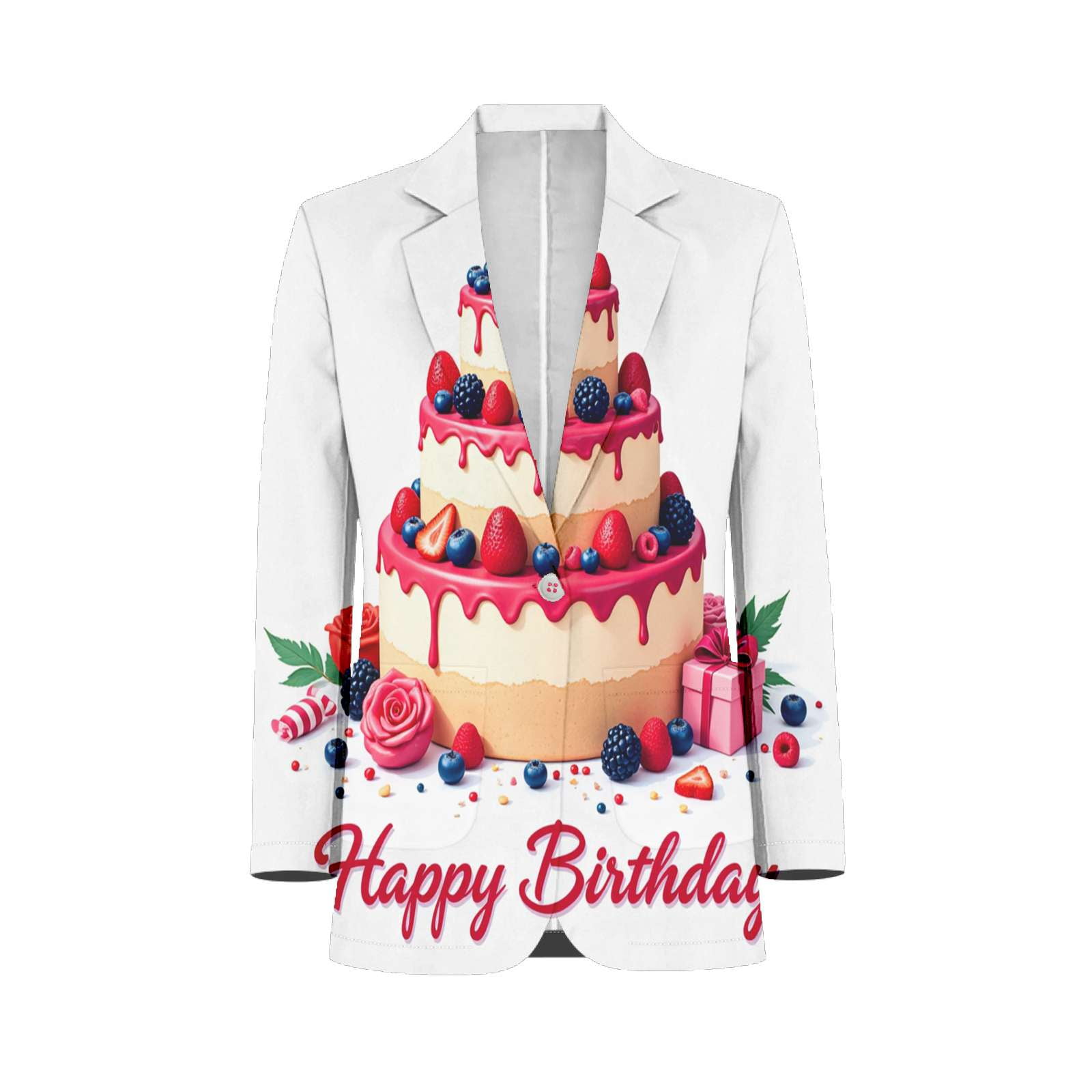 Birthday Cake With Berries Customized Men's Suits full man Shawl Collar ...
