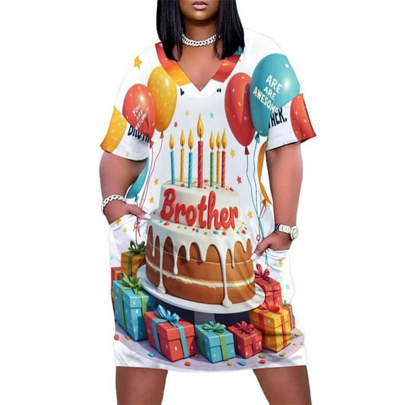 Birthday Cake for A Brother Loose Pocket Dress Dresses Summer Summer ...