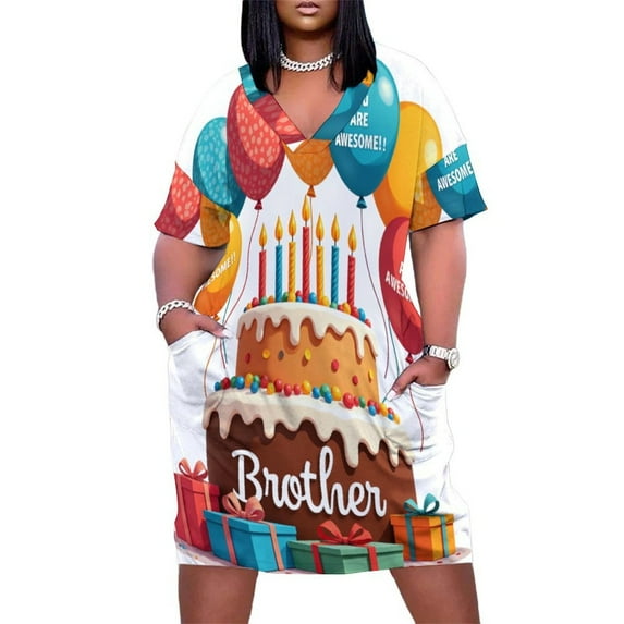Birthday Cake for Your Brother Loose Pocket Dress Dresses Summer Summer ...