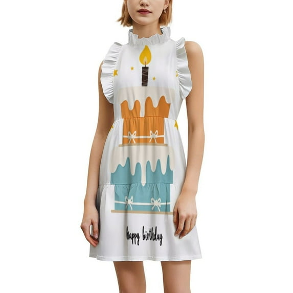 Birthday Cake with Candle Women's Fashion Casual Dress Summer Stand Up ...