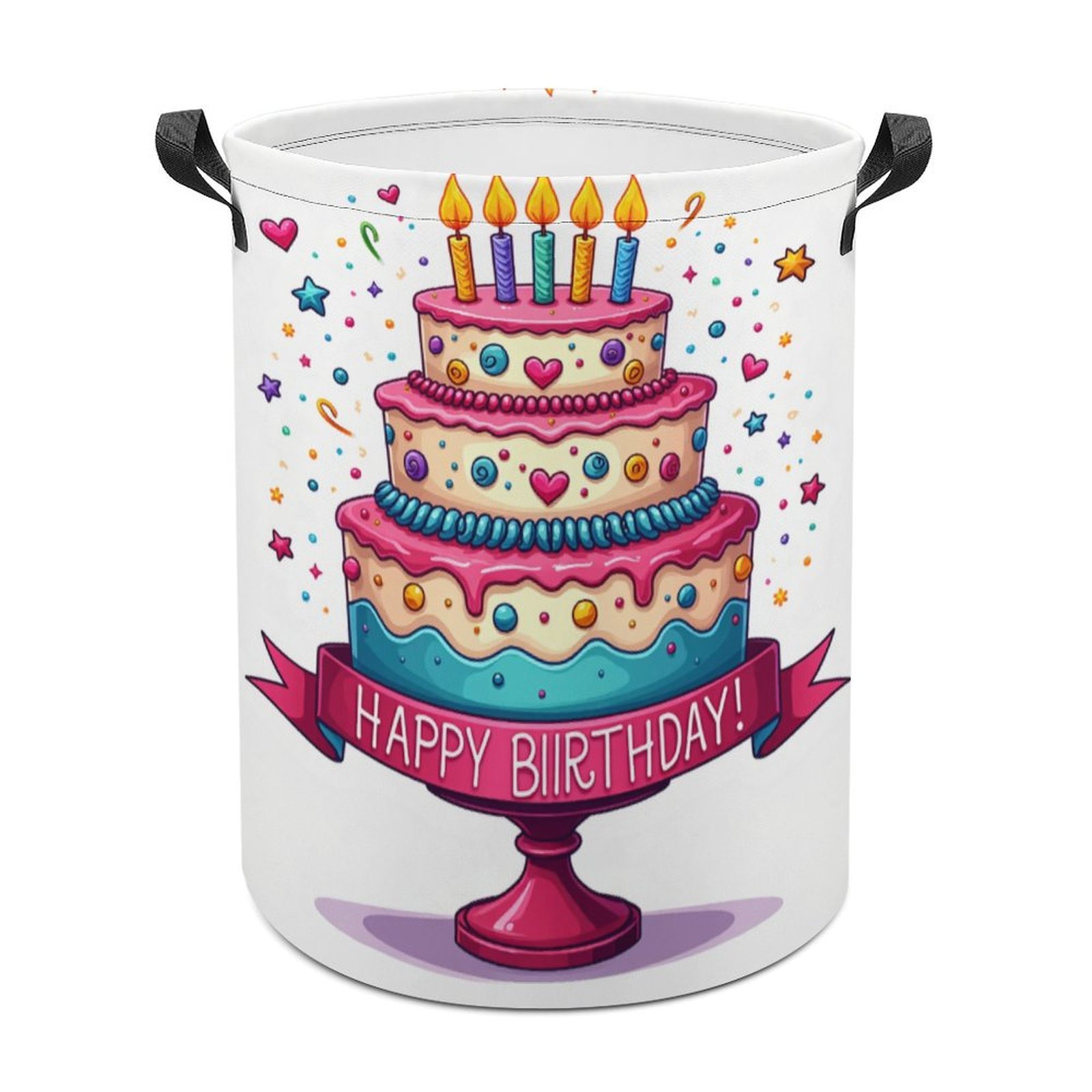 Birthday Cake with Candles Ablaze Large Dirty Clothes Hamper Foldable ...