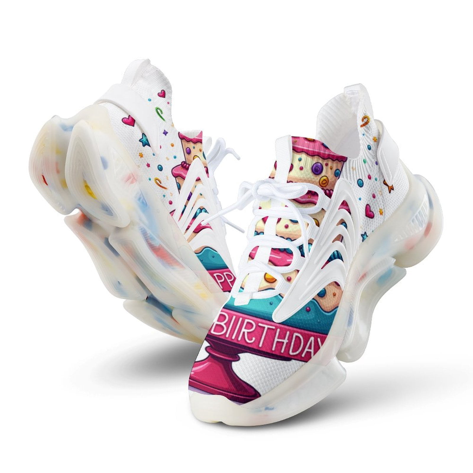 Birthday Cake with Candles Ablaze Walking Shoes for Men Woman ...