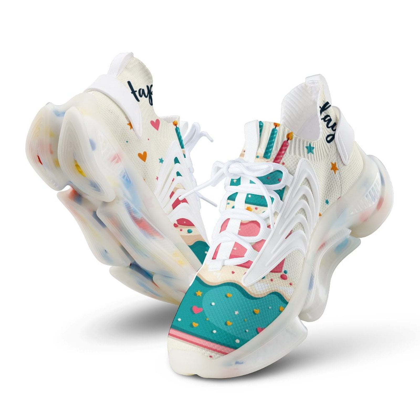 Birthday Cake with Candles Balloons Walking Shoes for Men Woman ...