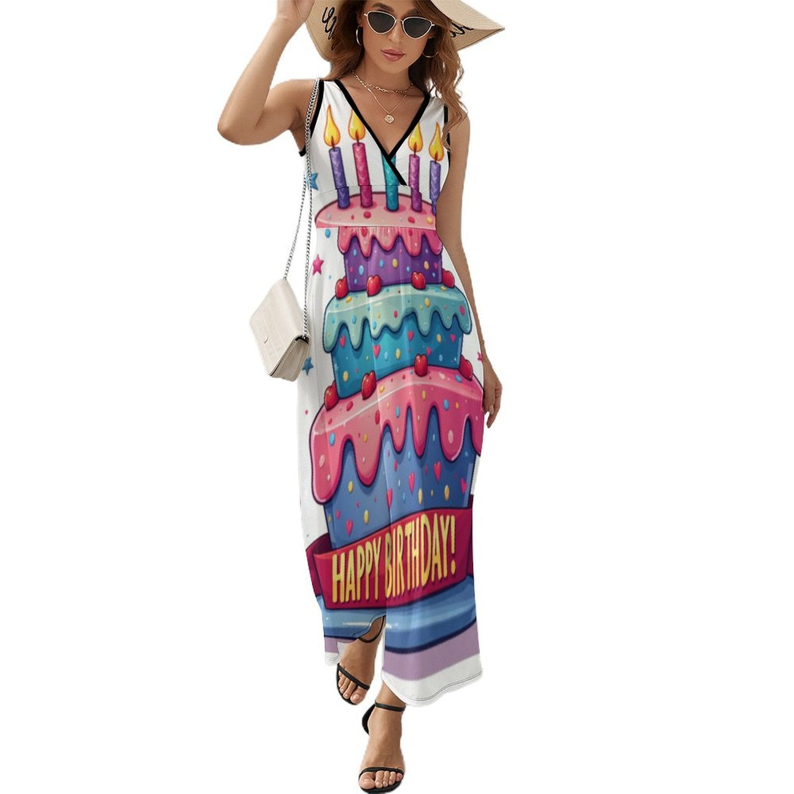 Birthday Cake with Candles Dress Fashion Boho Beach Long Dresses Female ...