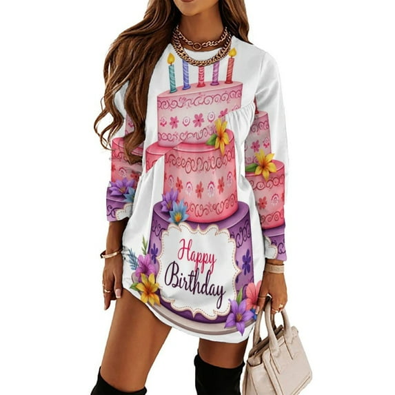 Birthday Cake with Candles Loose Dress Evening Dress Summer Dresses for ...