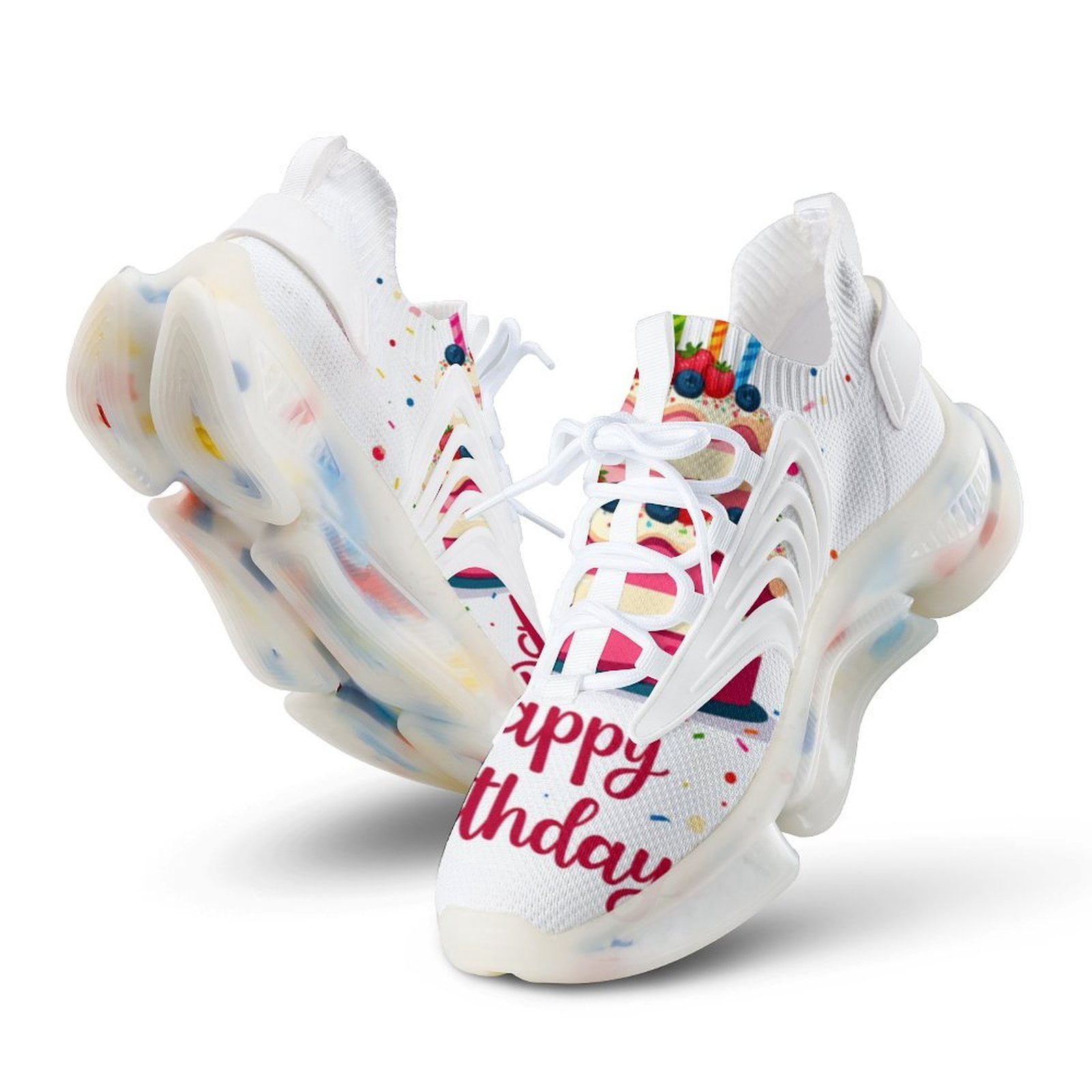Birthday Cake with Lit Candles Walking Shoes for Men Woman Lightweight ...